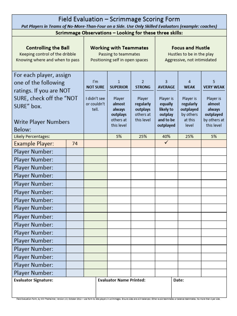 Wills_Youth-Soccer_FIELD_EVALUATION_FORM_v2.0 | PDF | Sports | Team Sports