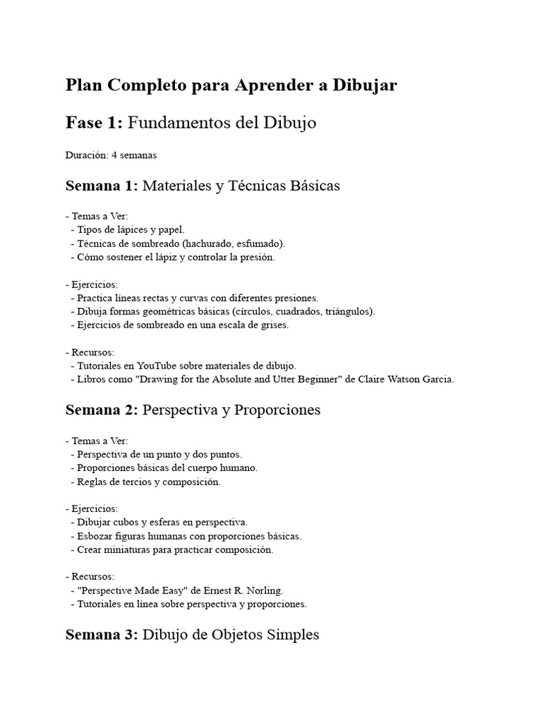 Plan Completo para Aprender a Dibujar | PDF | Perspectiva (Gráfica ...