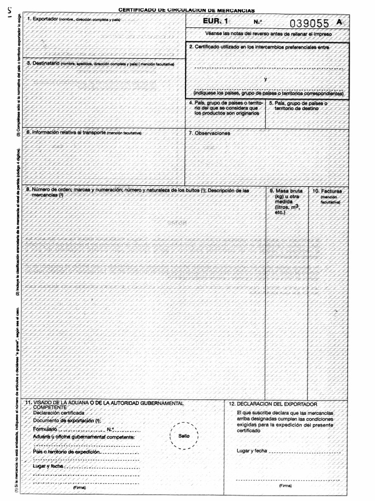 Certificado ES EUR1 ESPAÑA | PDF