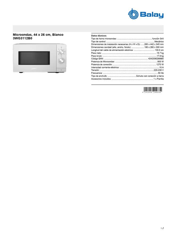 3WG3112B0 | PDF | Microondas | Ingenieria Eléctrica