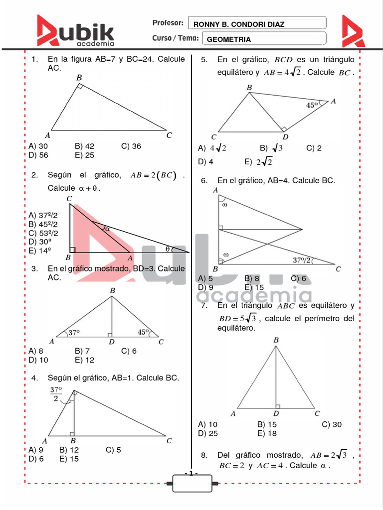 Triangulos Notables 2 | PDF | Geometría triangular | Geometría Elemental