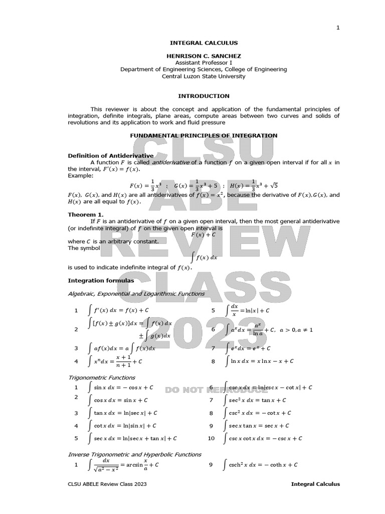 Integral Calculus-- | PDF | Integral | Area