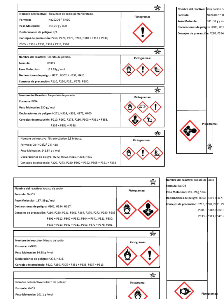 Etiquetas de reactivos (1) | PDF | Potasio | Química