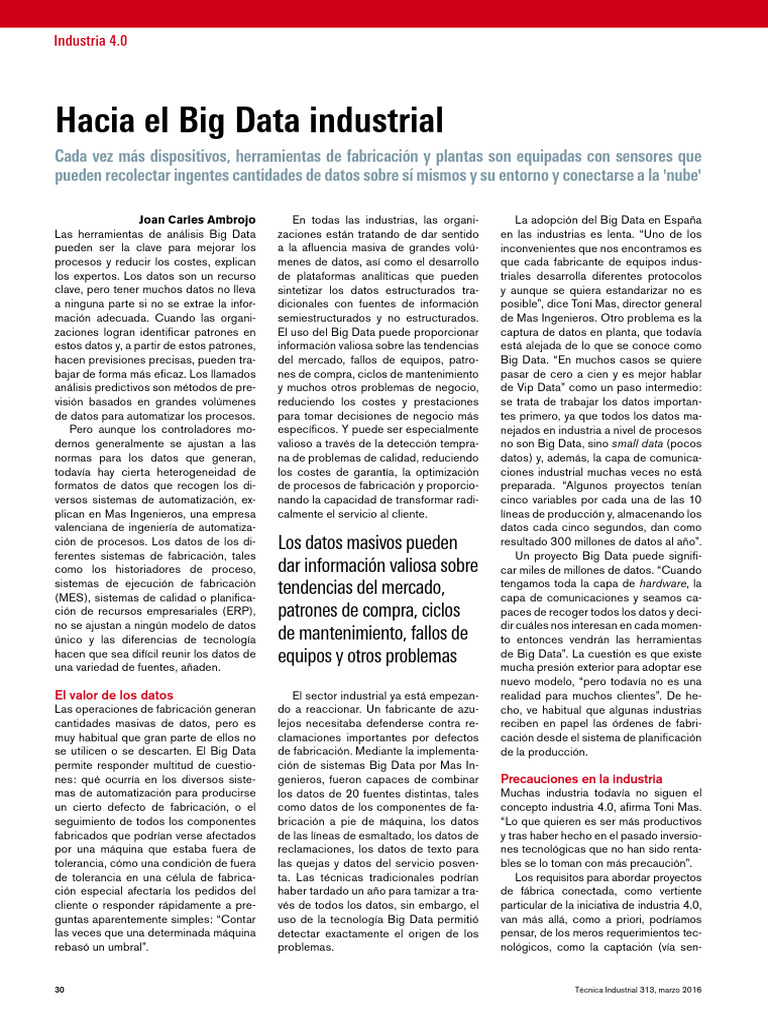 Lectura Complementaria - Hacia El Big Data Industrial | Descargar ...