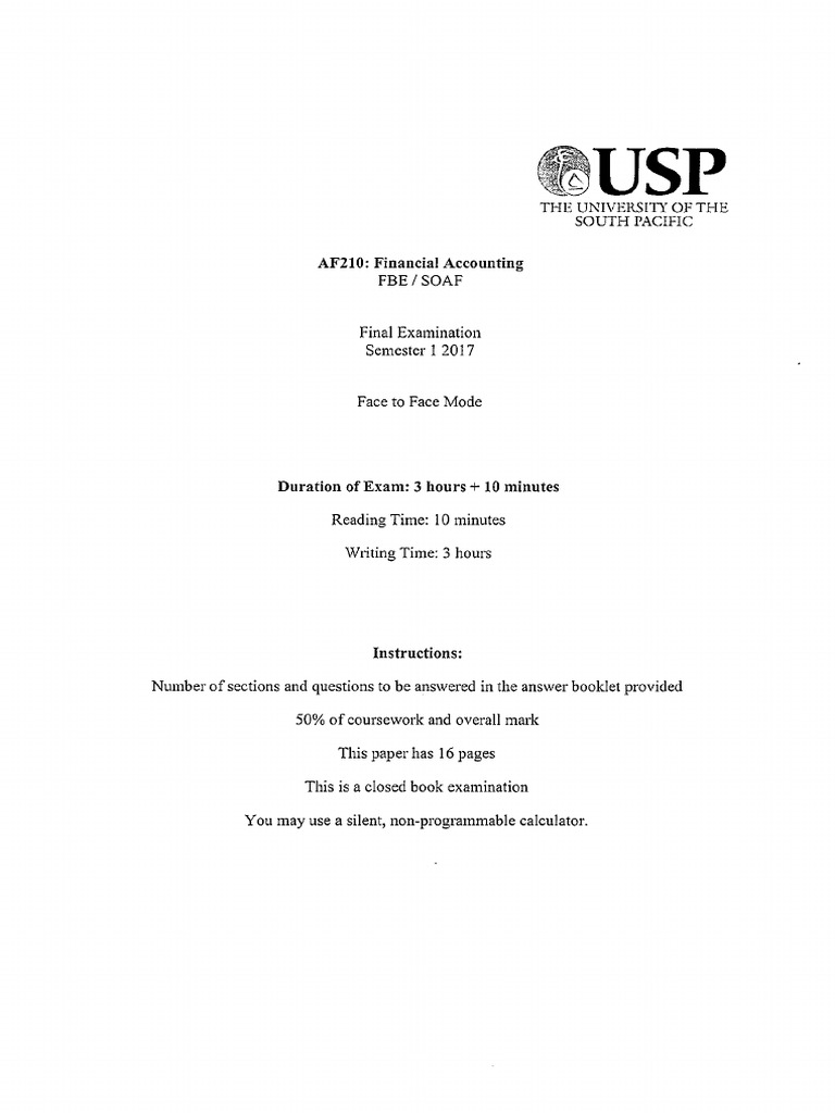 AF210 Financial Accounting Exam Guide | PDF | Expense | Balance Sheet