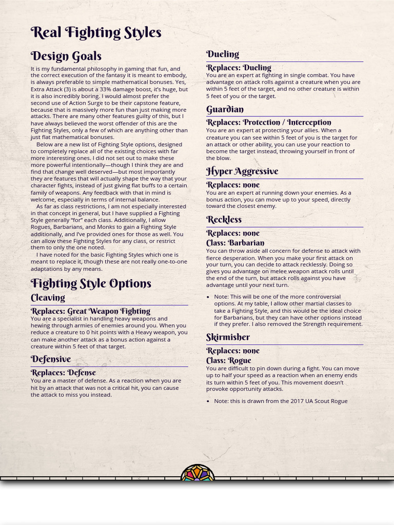 Real Fighting Styles - GM Binder | PDF