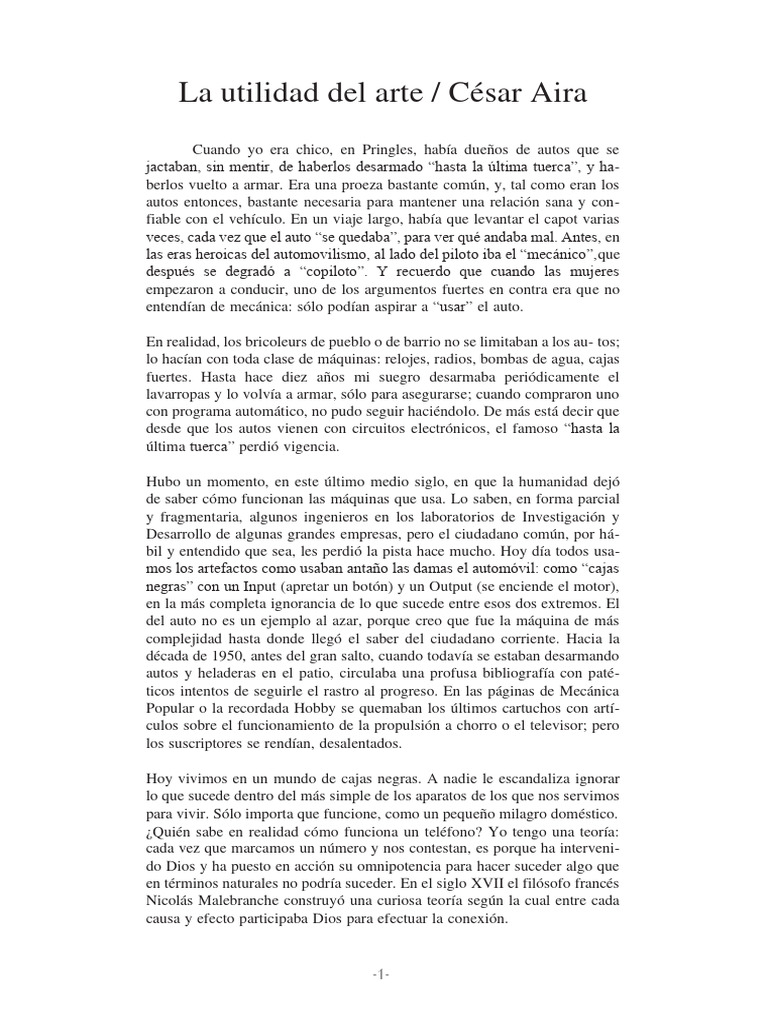 Cesar Aira. El Valor Del Arte | PDF | Libros para adolescentes