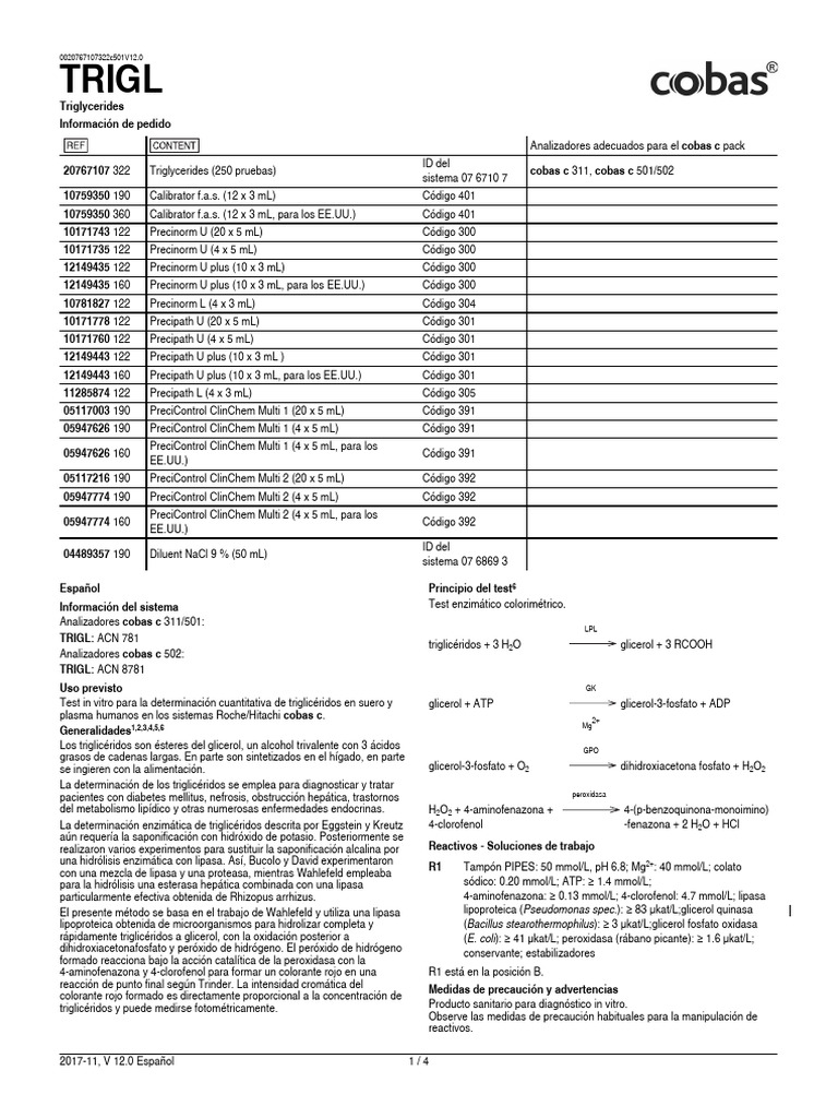 Trigliceridos TRIGL | PDF | Calibración | Laboratorios