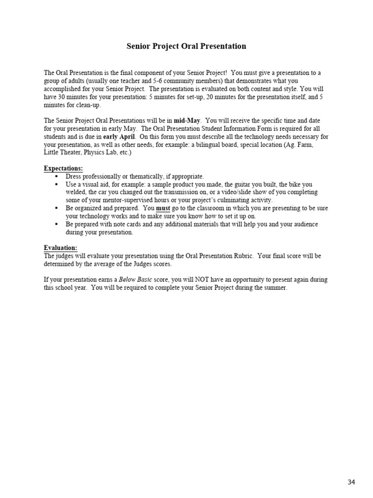 Senior Project Oral Presentation | PDF