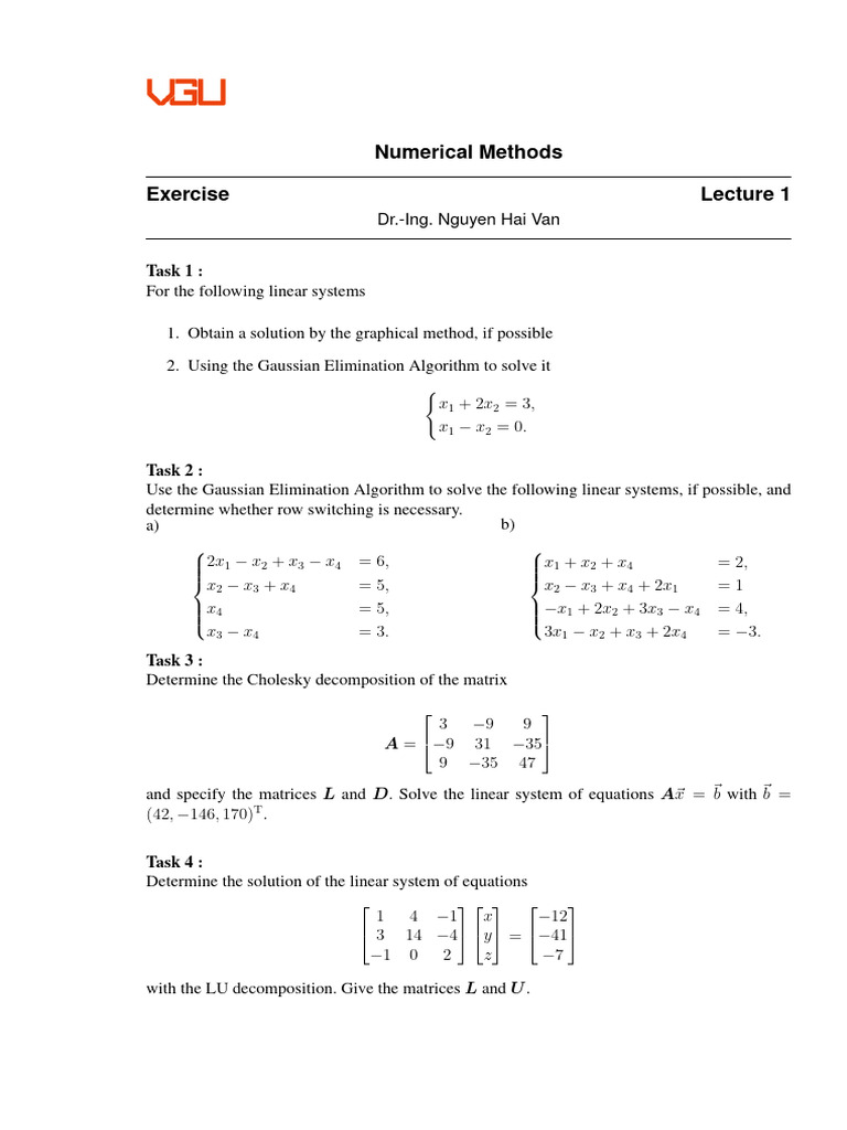 ex-lecture1 | PDF | System Of Linear Equations | Mathematical Analysis