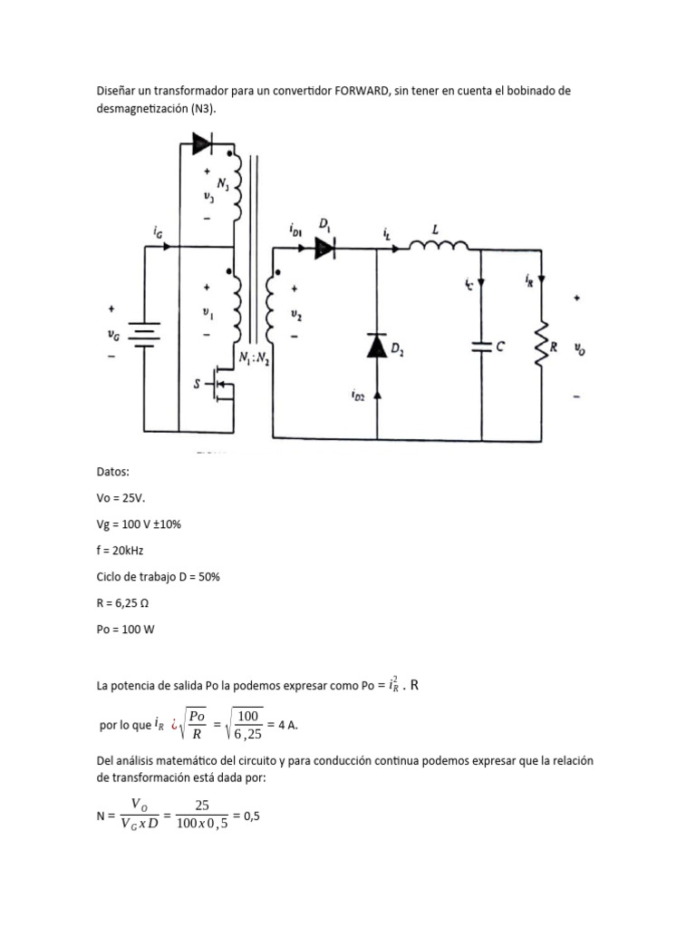 Diseñar Un Transformador para Un Convertidor FORWARD | PDF | Transformador | Inductor