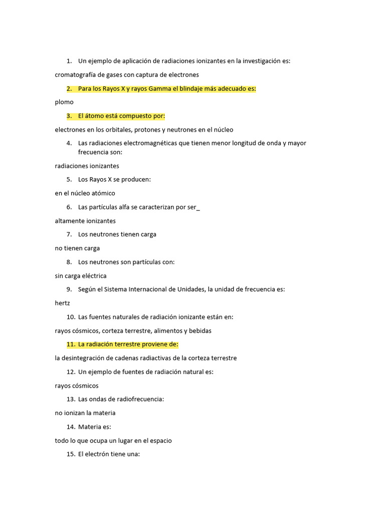 Preguntas SR | PDF | Radiación | Rayo X