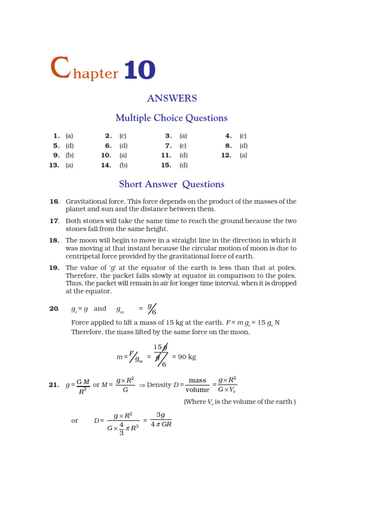 9-Science-exemplar-chapter-10-answer | PDF | Force | Mass