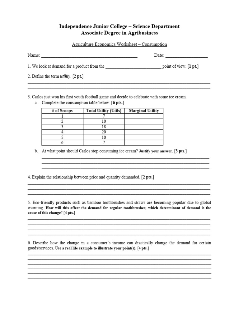 Consumption Economics Worksheet Pdf Demand Supply And Demand