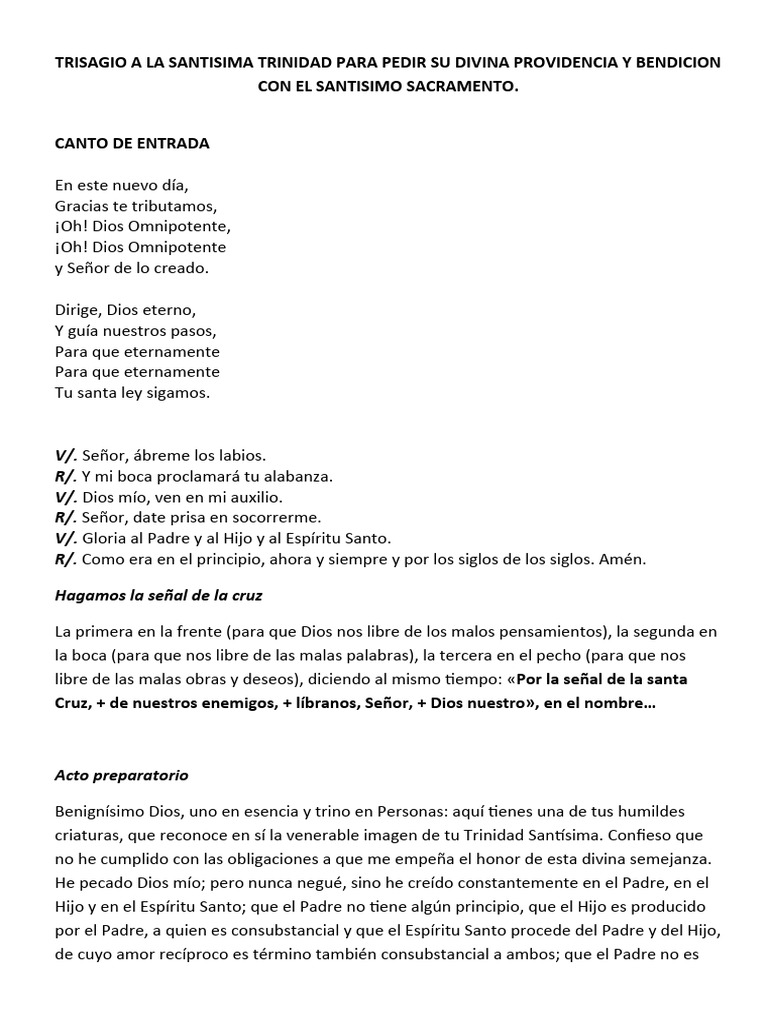 Trisagio a la Santísima Trinidad | PDF | orador del Señor | espíritu Santo