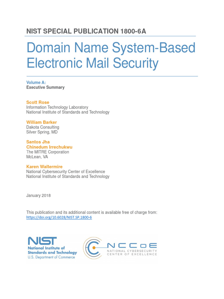 Dns Secure Email Nist sp1800 6a | PDF | Security | Computer Security