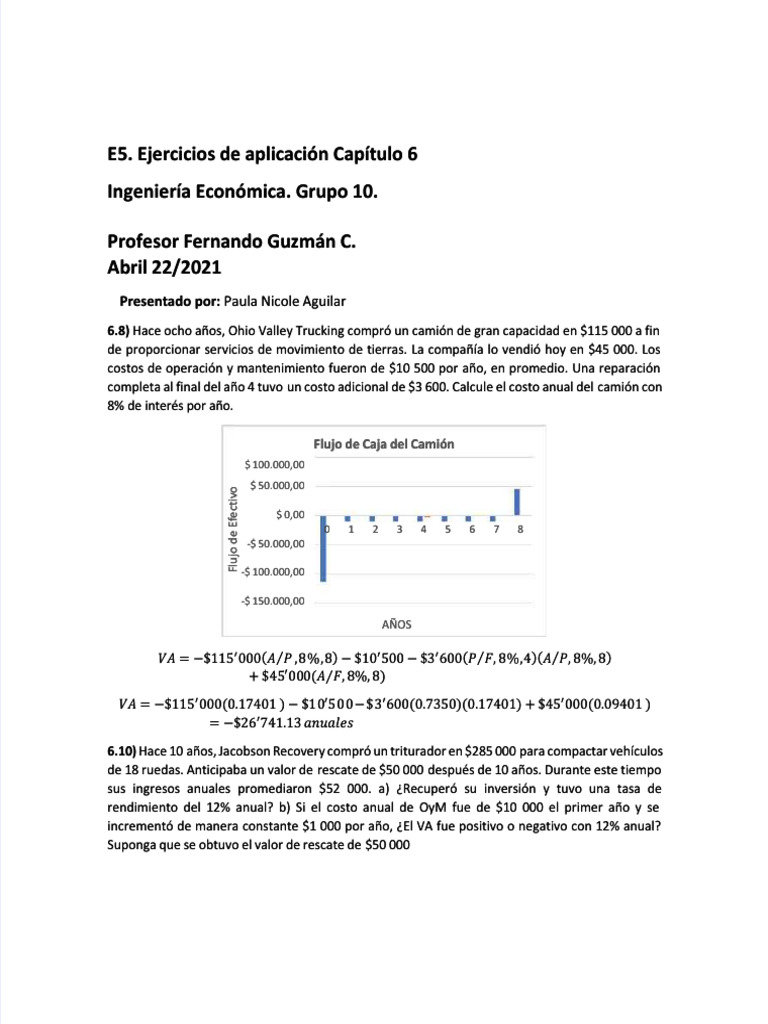 PDF Ejercicios Capitulo 6 Ingenieria Economica - Compress | PDF