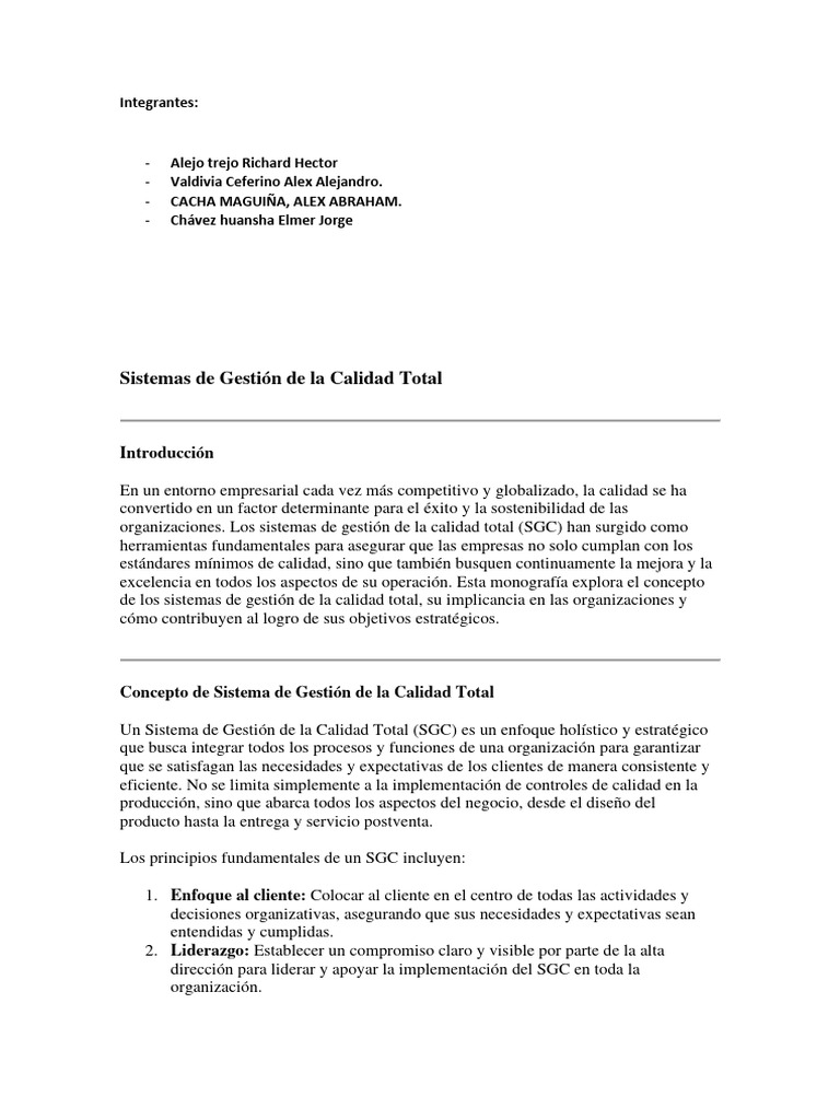 SESION 06 - Sistemas de Gestión de La Calidad Total | Descargar gratis PDF | Sistema de manejo ...