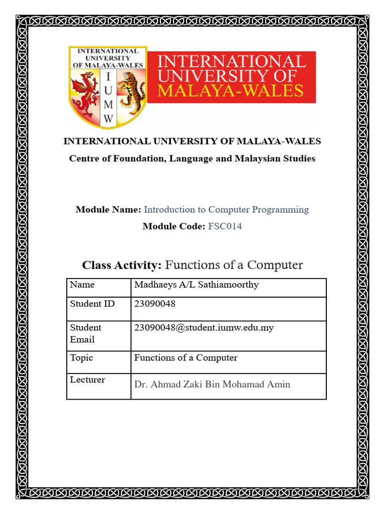 Class Activity 2 | PDF | Random Access Memory | Computer Data Storage