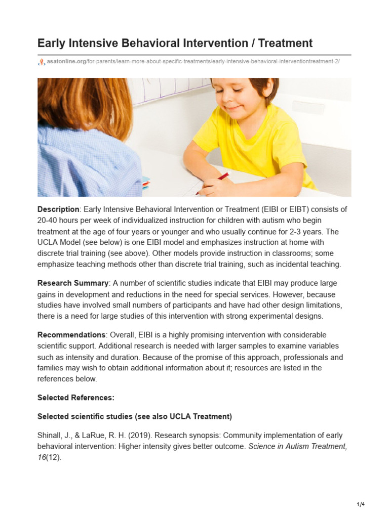 Early Intensive Behavioral Intervention for Autism | PDF | Autism ...