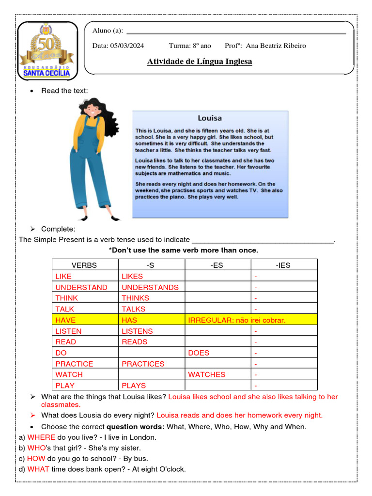 Atividade 05 03 ING GABARITOpdf | PDF | Language Families | Linguistic Morphology