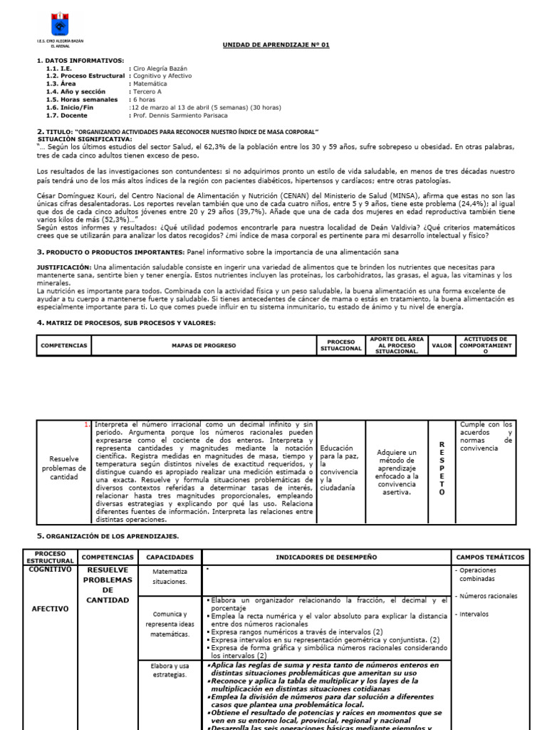 Matemáticas y Salud: Calculando el IMC | PDF | Números | Número racional