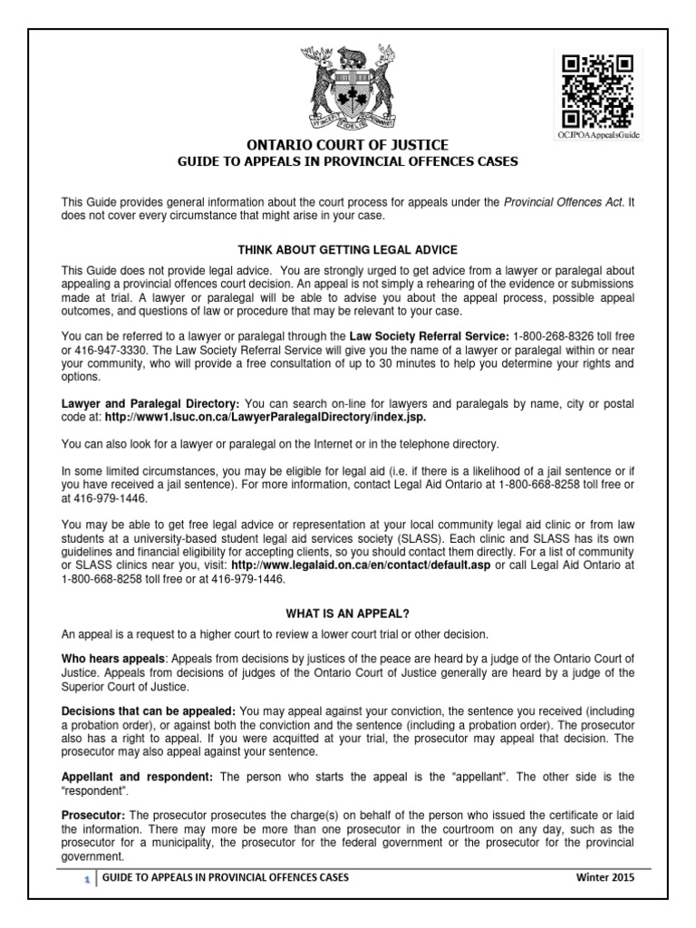 Guide Provincial Offences Appeals | PDF | Appeal | Prosecutor