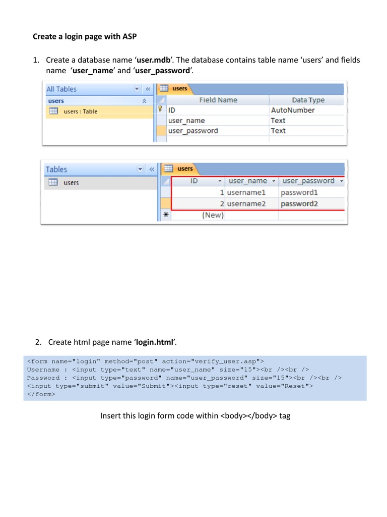 Create A Login Page With ASP | PDF