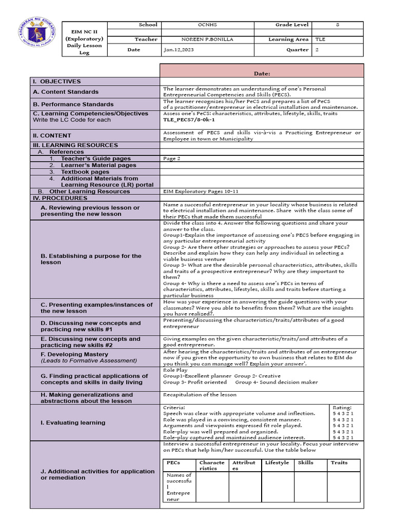 DLL in EIM | PDF | Learning | Teachers