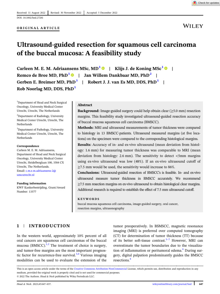 Ultrasound in Buccal Cancer Resection | PDF | Neoplasms | Medical ...