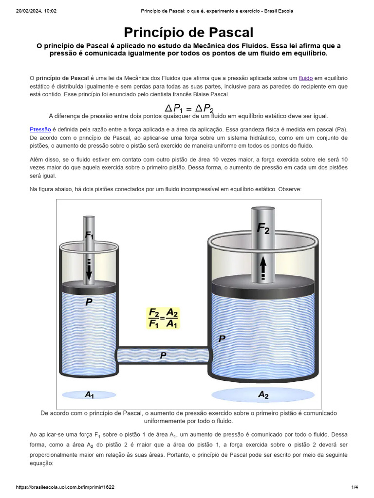Princípio de Pascal_ o que é, experimento e exercício - Brasil Escola | PDF | Pressão | Ciências ...
