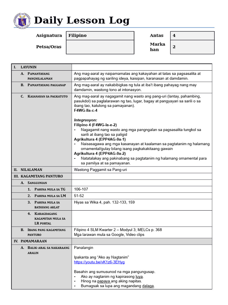 Filipino 4 Nagagamit Nang Wasto Ang Pang Uri Lantay Pahambing Pasukdol ...