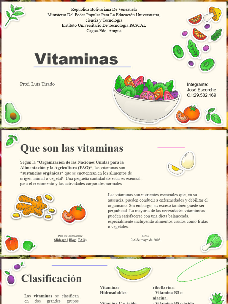 Exposicion Sobre Vitaminas en Powerpoint | PDF | Vitamina a | Vitamina
