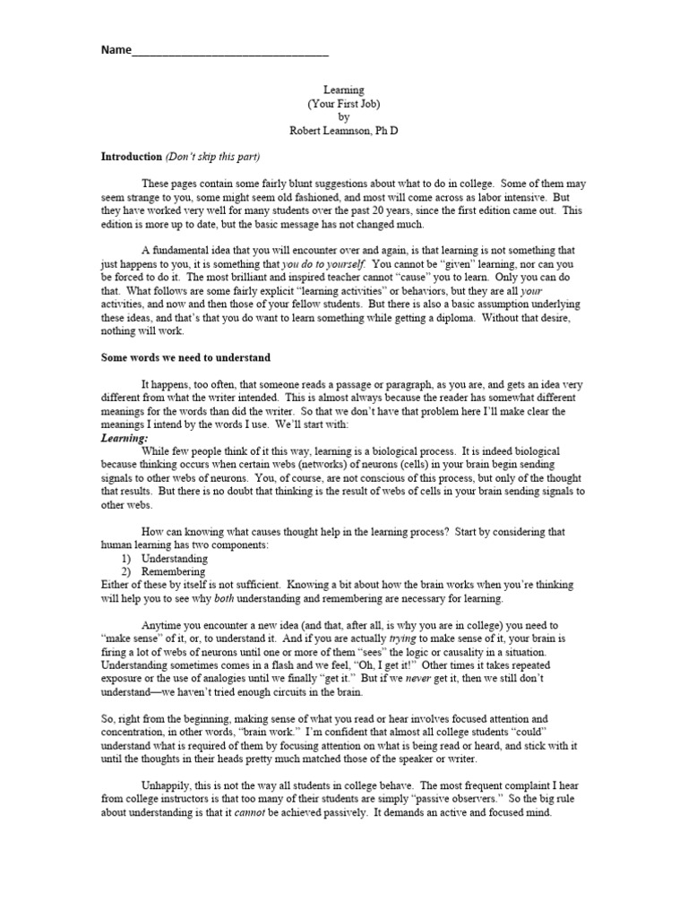 Effective Learning Strategies for College | PDF | Thought | Knowledge