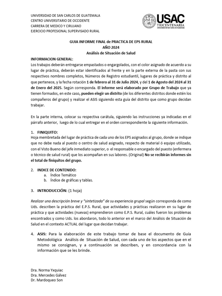 Guia Informe Final Asis 2024 | PDF