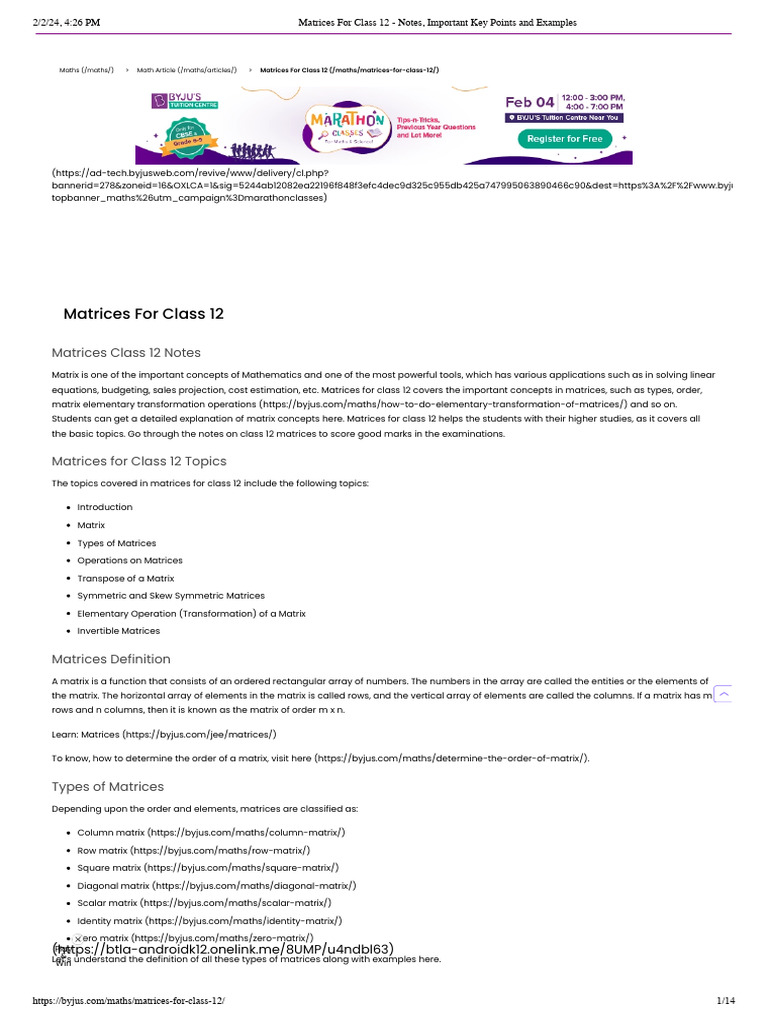matrices-for-class-12-notes-important-key-points-and-examples