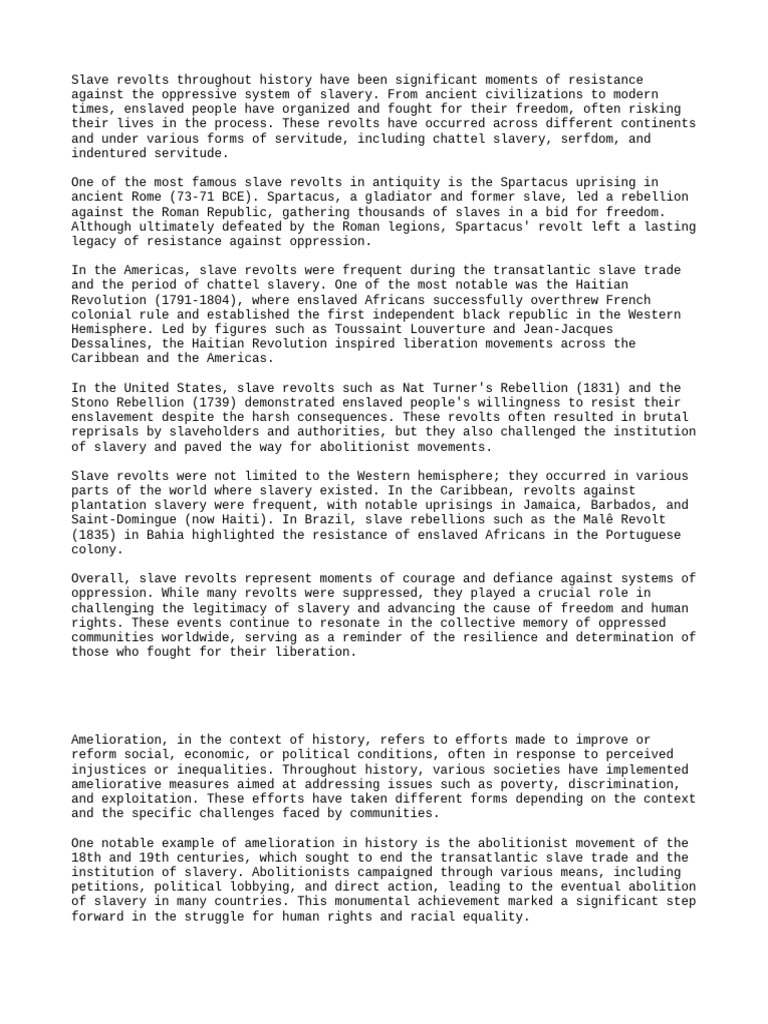 Slave Revolts Throughout History Ha | PDF | Slavery | Abolitionism