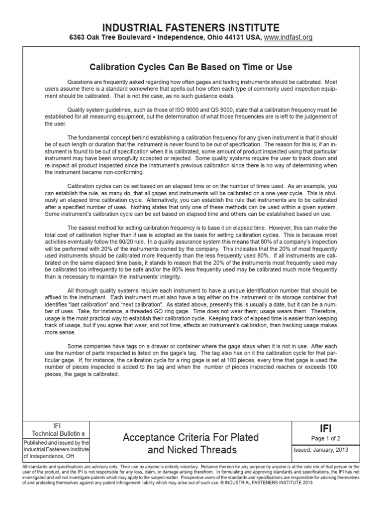 Calibration Cycles Can Be Based On The Time or Use | PDF | Calibration ...