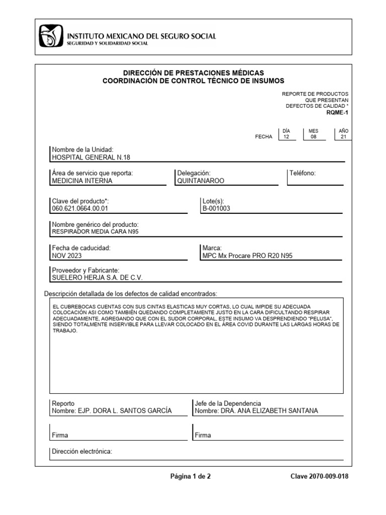 2070-009-018 RQME-1 - Formato | PDF