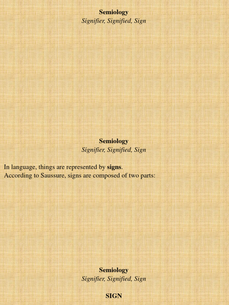 2 Semiology - Signifier, Signified, Sign | PDF | Semiotics | Linguistics