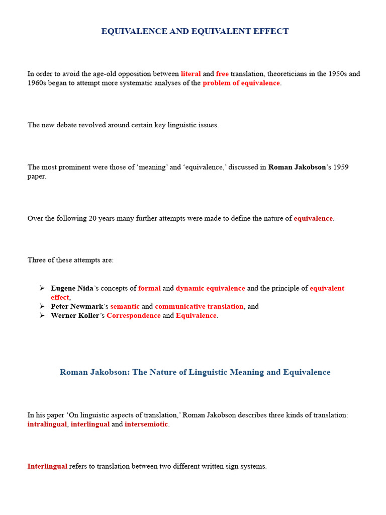 Equivalence and Equivalent Effect | PDF | Translations | Semantics