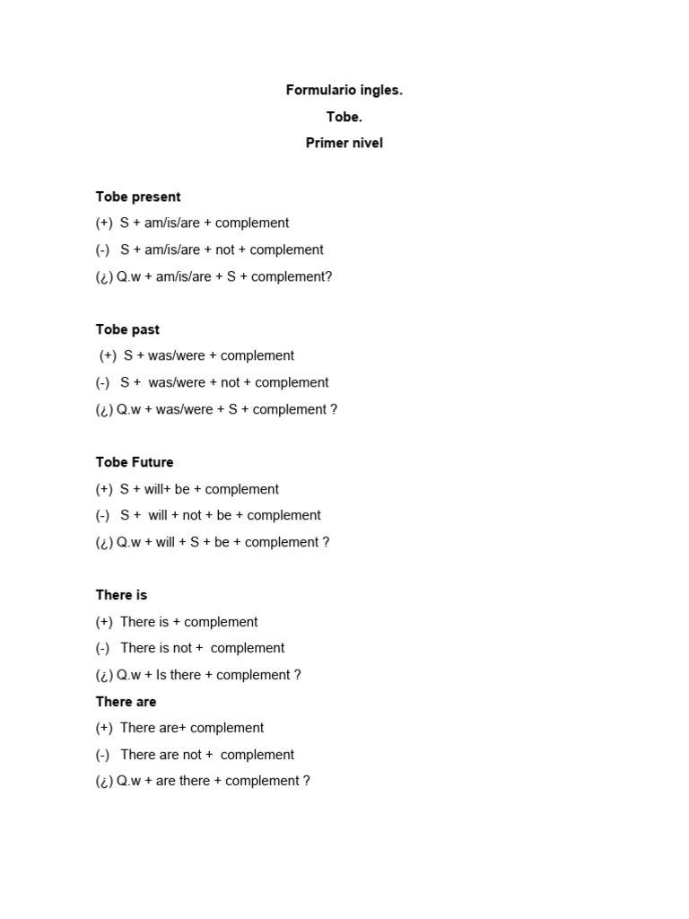 Formulario Ingles | PDF | Grammar | Language Mechanics