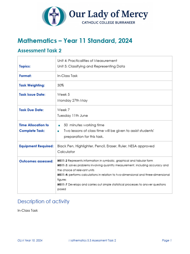 Year 11 Math Assessment Task 2 Guide | PDF | Sampling (Statistics ...