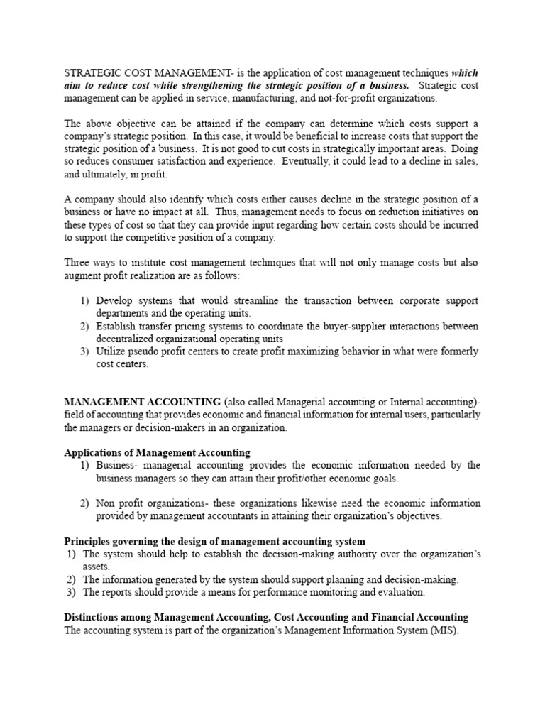 Strategic Cost Management | PDF | Accounting | Management Accounting