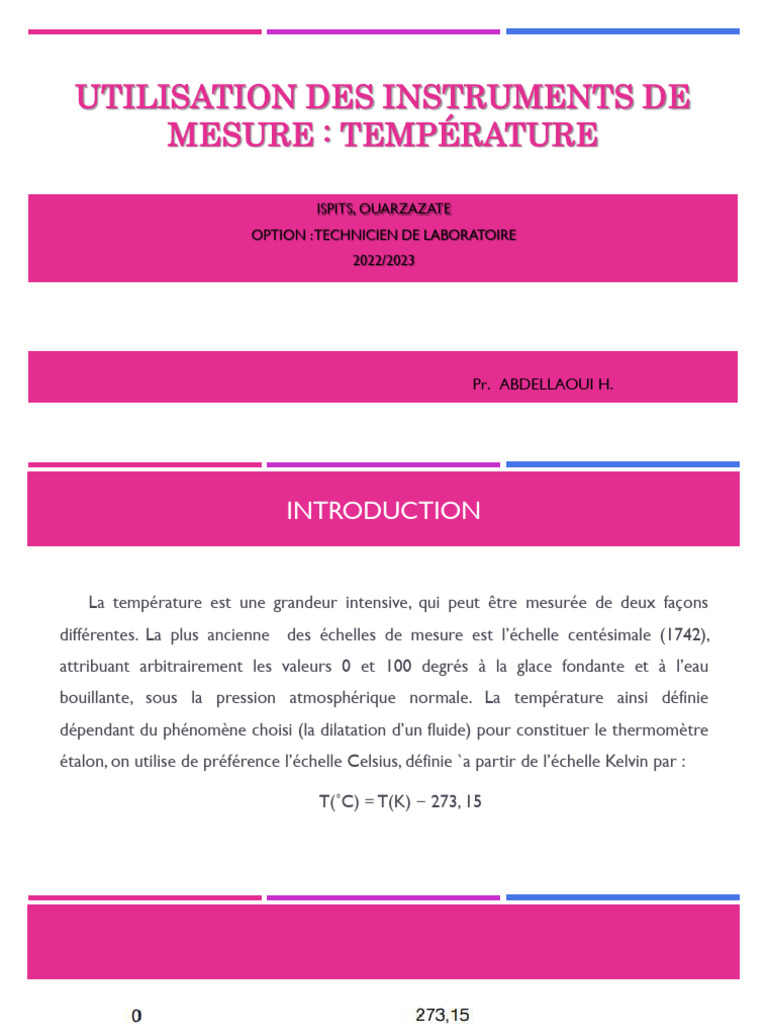 7-Instrumentation Temperature | PDF | Thermomètre | Température