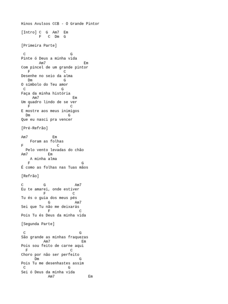 Hinos Avulsos CCB - O Grande Pintor | PDF