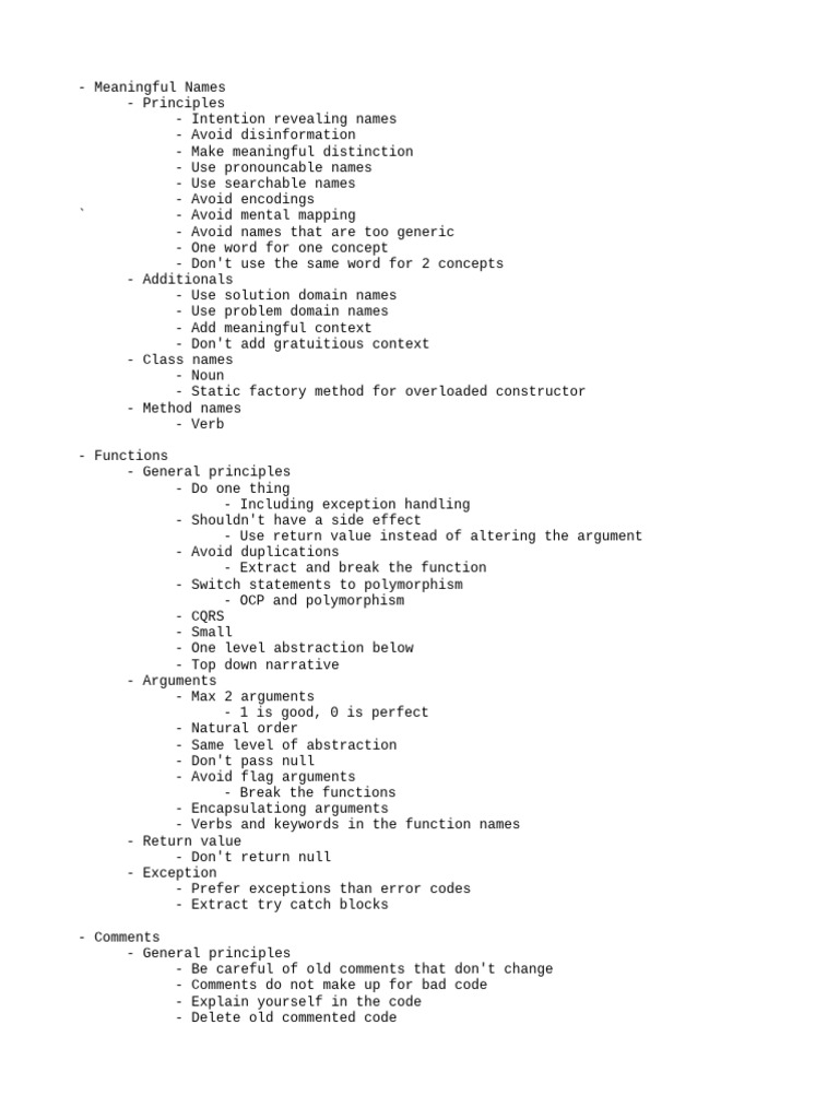 Clean Code Bullet Points Download Free Pdf Method Computer Programming Class Computer