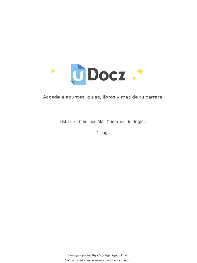 Lista de 50 Verbos M 296034 Downloadable 4325461 | PDF