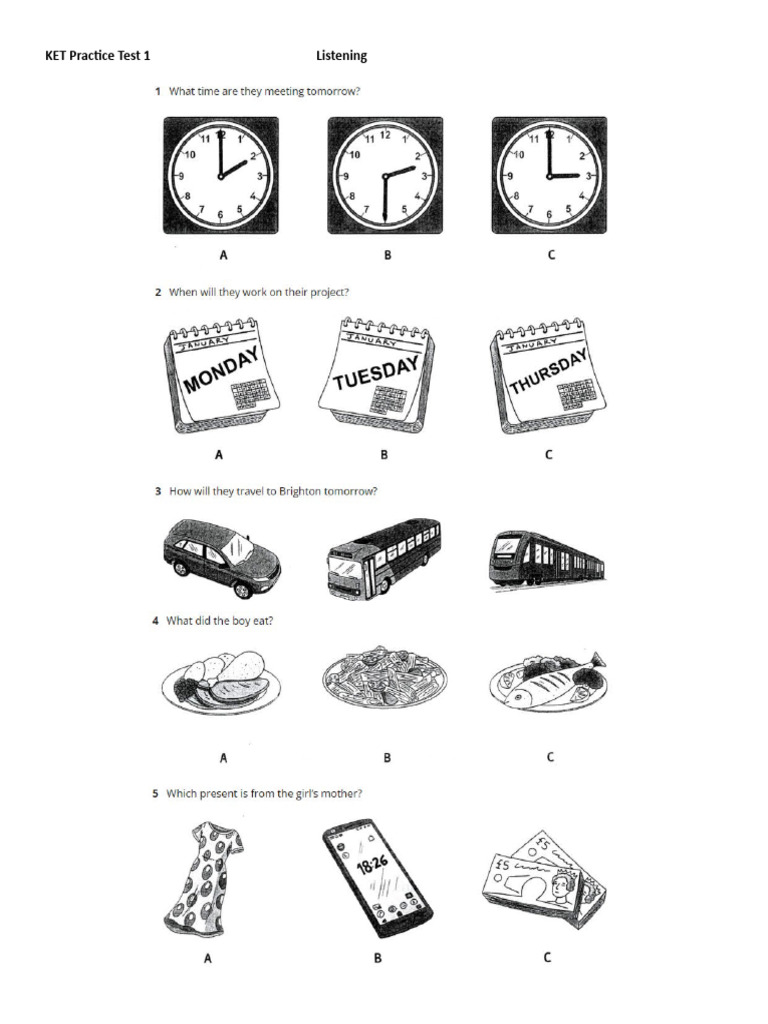 KET Listening Practice Test 1 | PDF