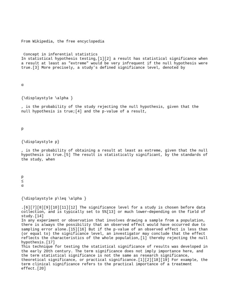 Statistical significance | Download Free PDF | Statistical Significance | Statistical Hypothesis ...